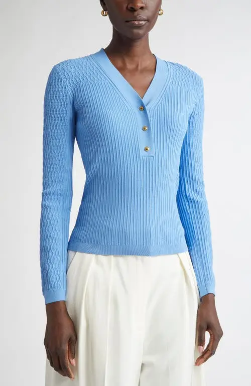 St. John Mixed Stitch Henley Sweater