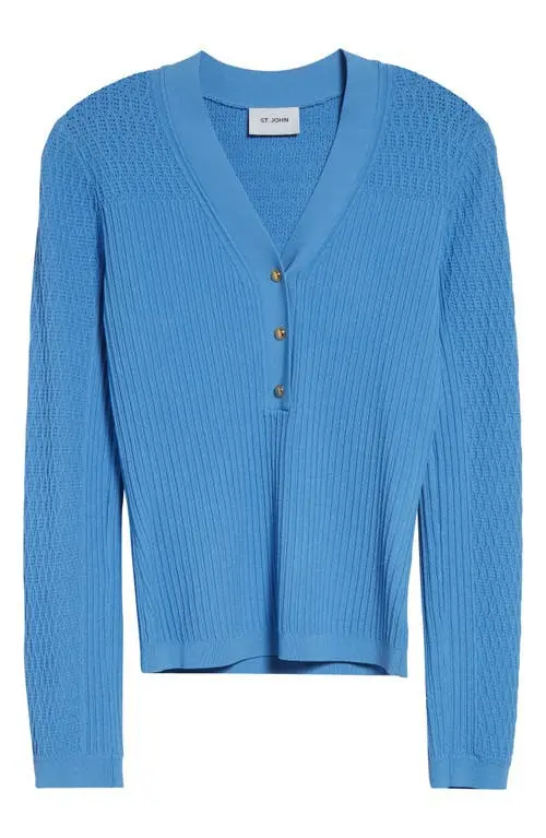 St. John Mixed Stitch Henley Sweater
