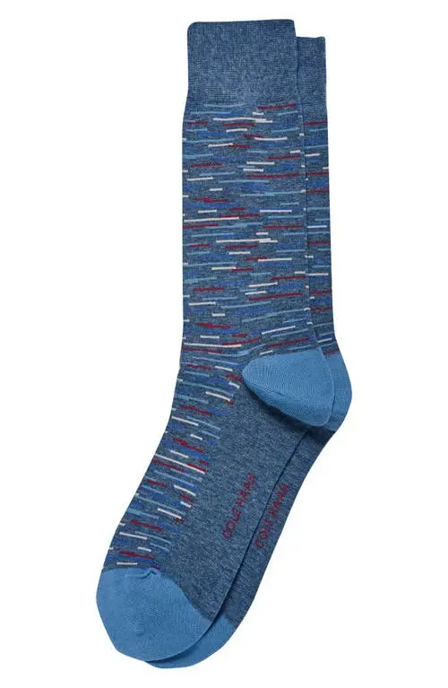 Cole Haan Multistripe Crew Socks - Medium Denim Heather