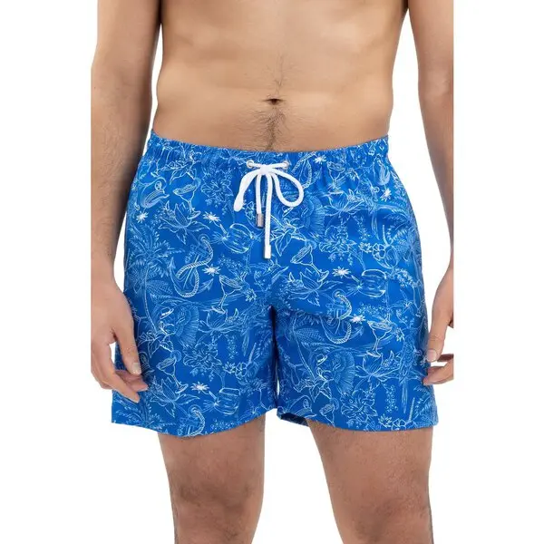 Kenny Flowers Margaritaville The Ode To Jimmy Swim Trunks - Blue