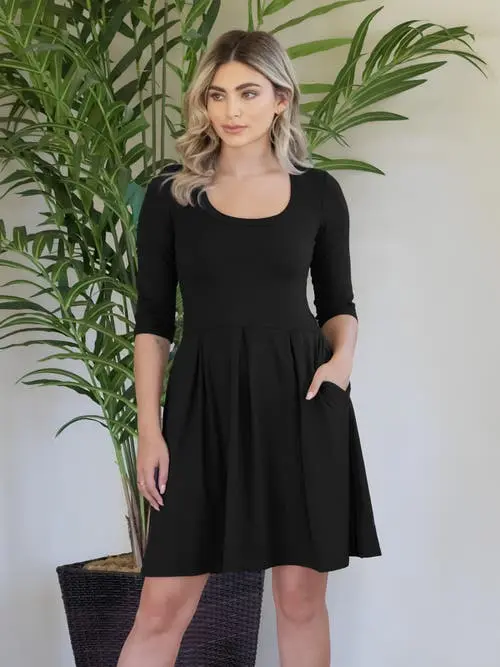 slim fit dress slacks Bottega Veneta Ruched Fit & Flare Mini Dress Black Stretch Nylon Size –  Celebrity Owned