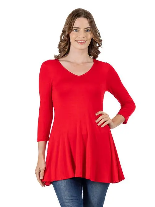 24SEVEN COMFORT APPAREL V-neck Sleeveless Maxi Dress With Belt - Red