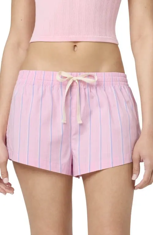 FLORENCE BY MILLS Stretch-poplin Lounge Shorts - Pink Off Stripe