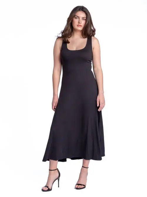 24SEVEN COMFORT APPAREL Slim Fit A-line Sleeveless Maxi Dress - Black