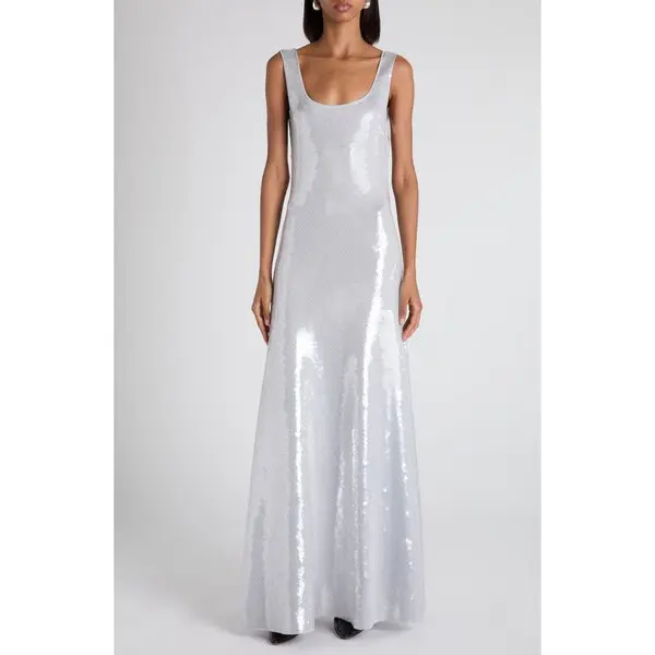 Bottega Veneta Sleeveless Sequin Gown - Grey