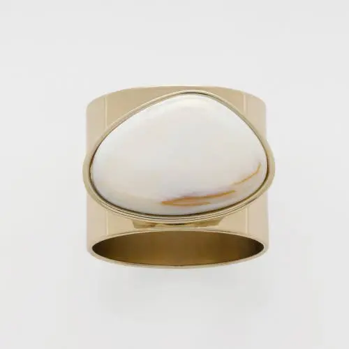 JOANNA BUCHANAN Gilt Edge Shell Napkin Rings - Cream