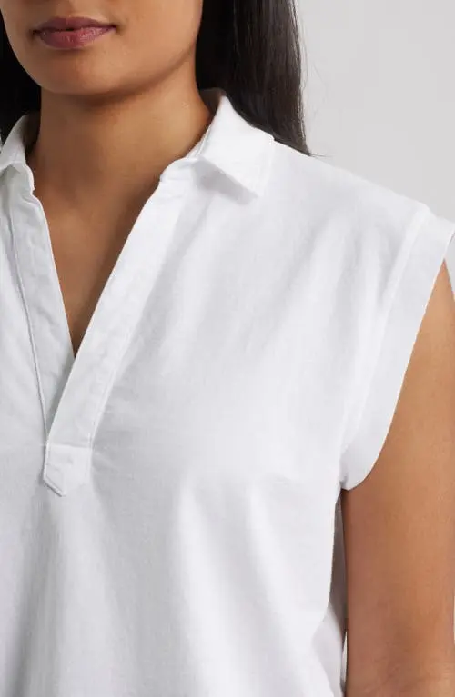 Frank & Eileen Sleeveless Collared Top - White