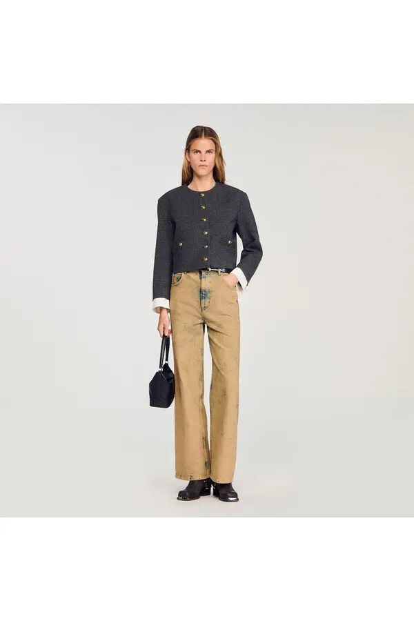 Sandro Embellished Checked Suit Jacket
