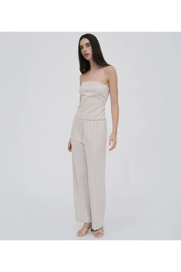 Rosetta Getty Strapless Pinstripe Bandeau Top