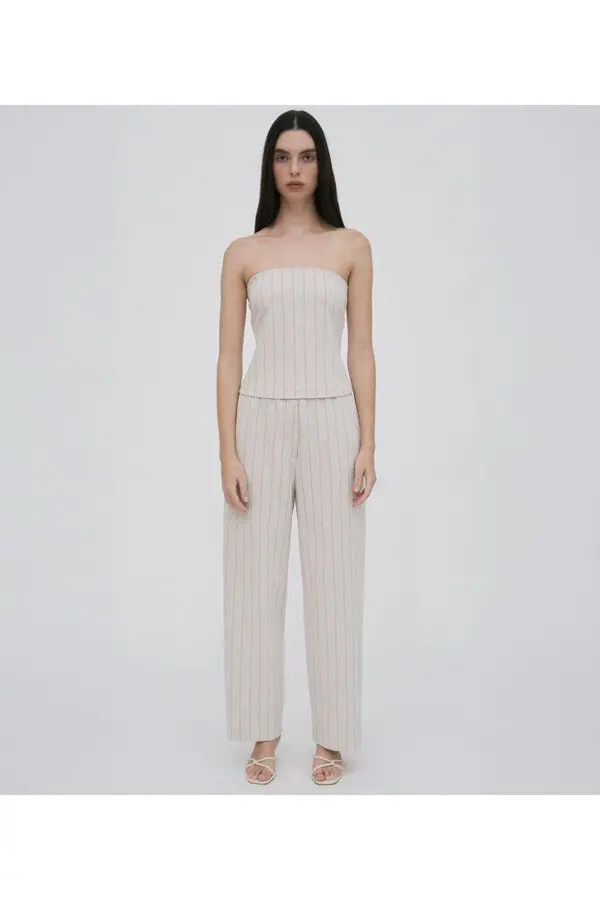 Rosetta Getty Strapless Pinstripe Bandeau Top