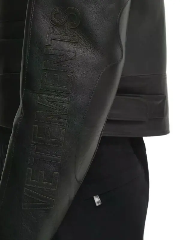 Vetements Logo-embossed Leather Jacket