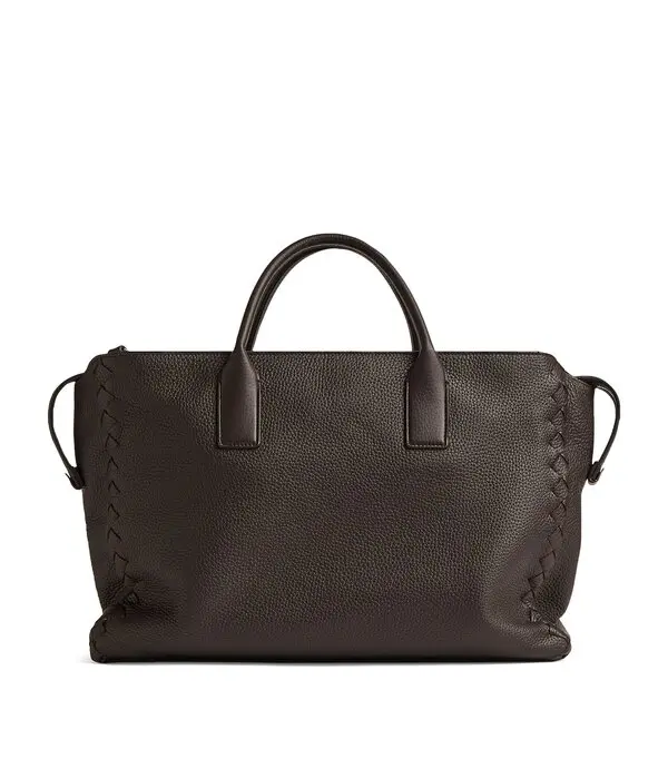 Bottega Veneta Grained Leather Interview Briefcase - Brown