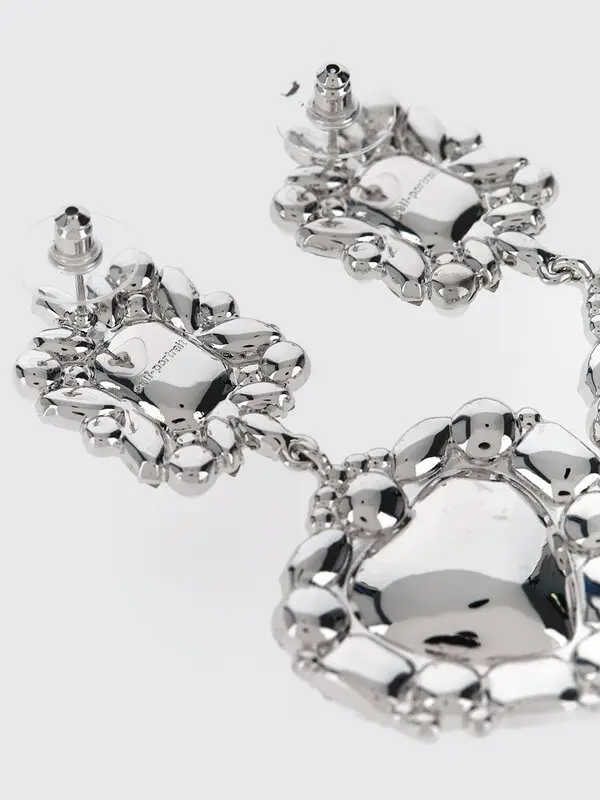 SELF-PORTRAIT Embellished Crystal Heart Drop Earrings