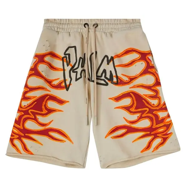 Palm Angels Gd Graffiti Flames Sweatshorts - White