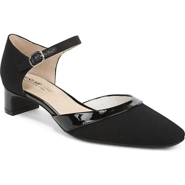 LIFESTRIDE Leighton Ankle Strap Pump - Black/black Patent