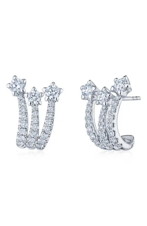Kwiat Star Set Diamond Huggie Earrings - White Gold