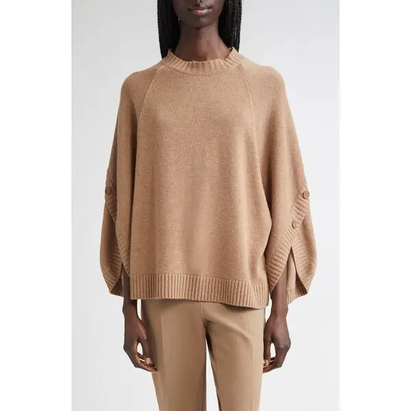 Max Mara Ampex Cape Sleeve Wool & Cashmere Sweater - Hazelnut Brown