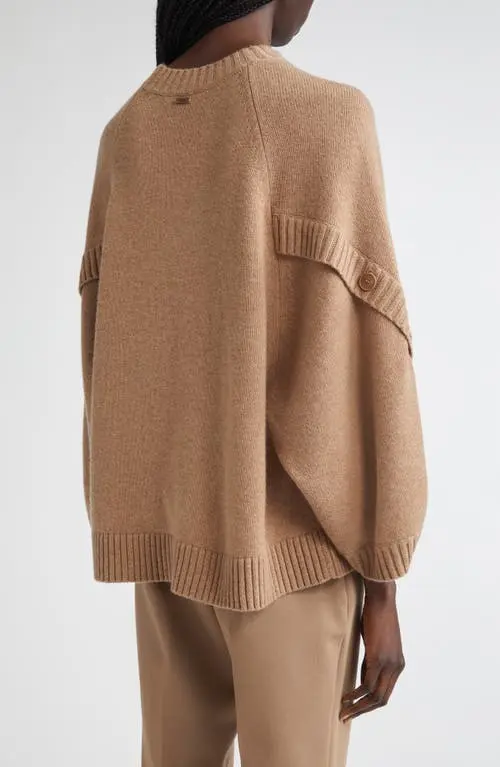 Max Mara Ampex Cape Sleeve Wool & Cashmere Sweater - Hazelnut Brown