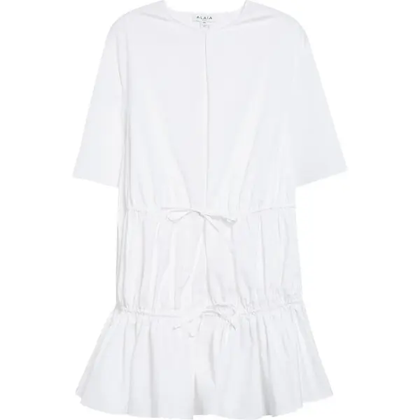 Alaïa Tiered Cotton Poplin Dress - Blanc