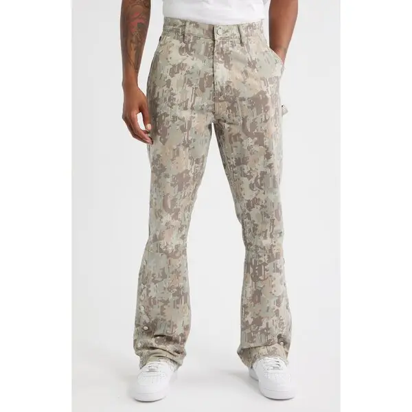 PURPLE BRAND Logo Camo Snap Hem Carpenter Pants - Multi