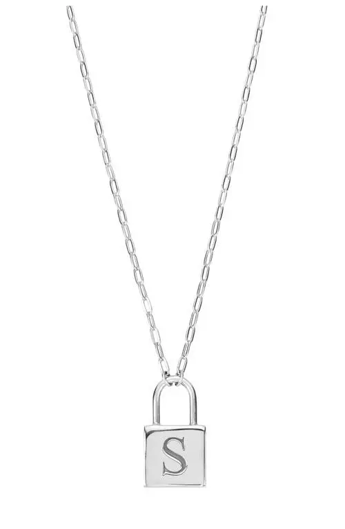 ATHRA LUXE Personalized Initial Lock Pendant Necklace - Silver