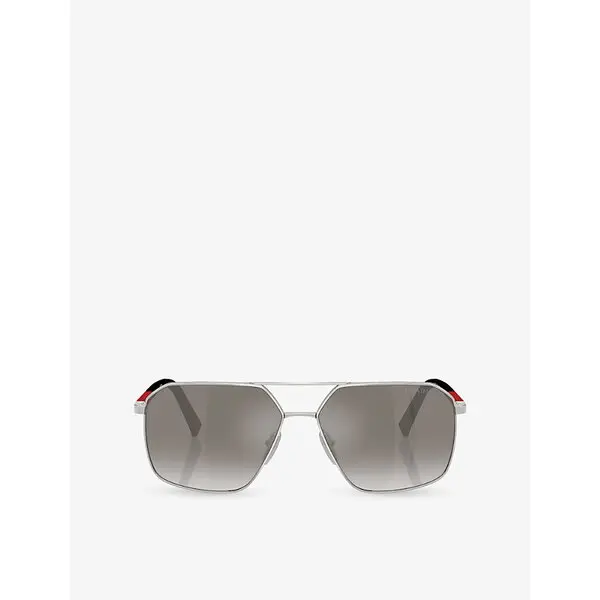 Prada Linea Rossa Ps A50s Irregular Sunglasses - Silver