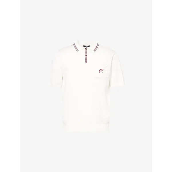 MALBON Campania Embroidered-logo Knitted Polo Top - Ivory