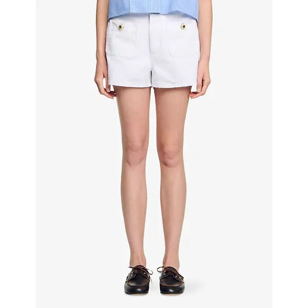 Sandro High-rise Denim Shorts - White