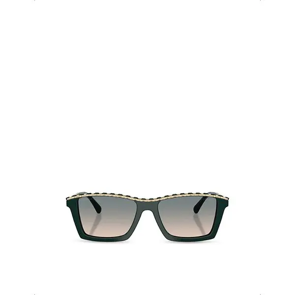 Chanel Rectangle-frame Acetate Sunglasses - Green