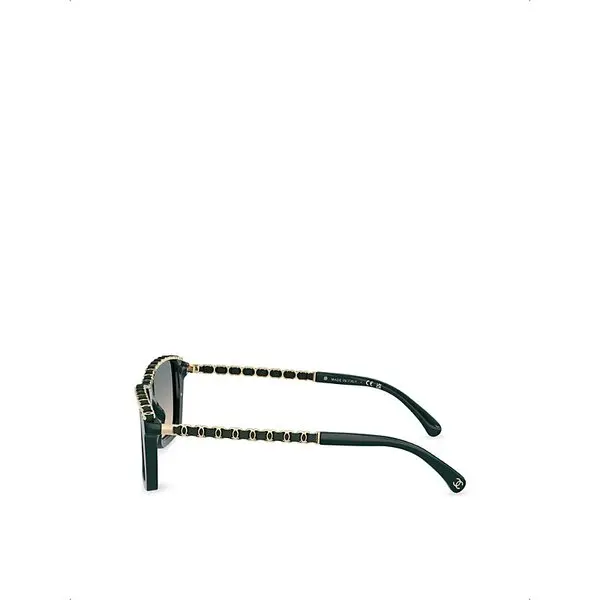 Chanel Rectangle-frame Acetate Sunglasses - Green