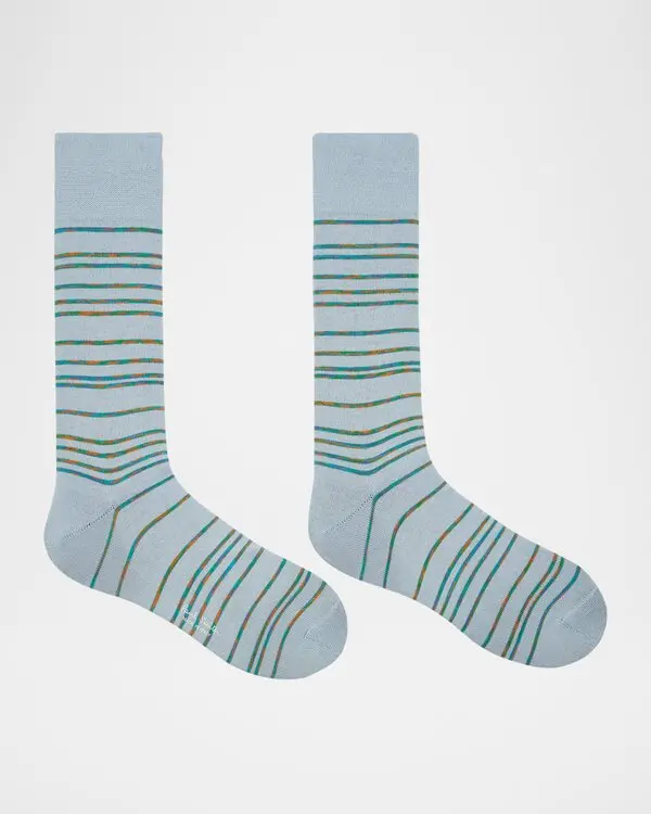 Paul Smith Pinstripe Crew Socks - Turquoise