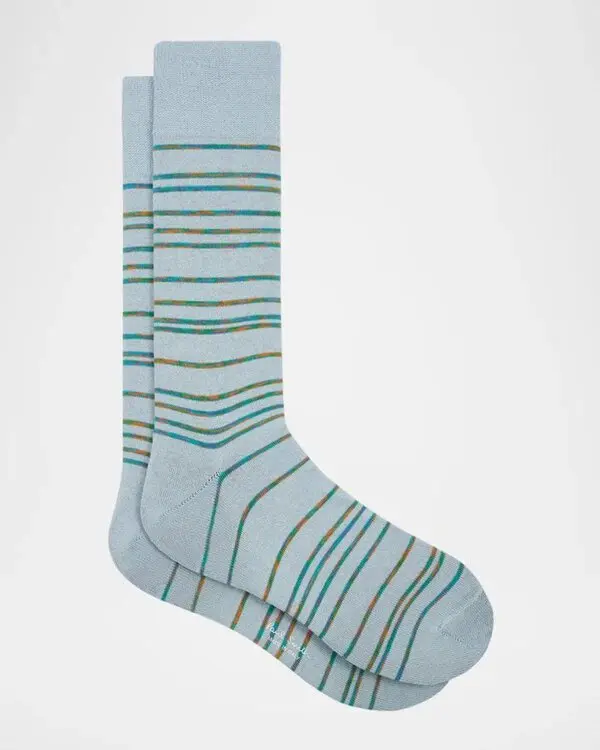 Paul Smith Pinstripe Crew Socks - Turquoise