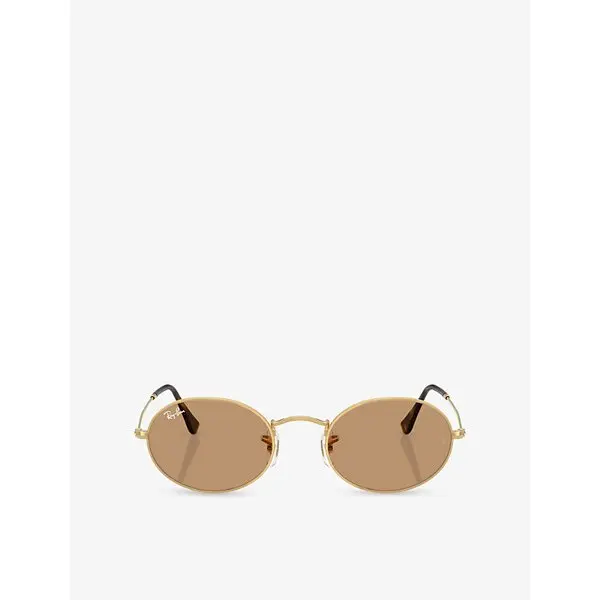 Ray-ban Oval-frame Metal Sunglasses - Gold