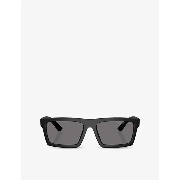 Prada Ps A07s Polarized Rectangle Sunglasses - Black