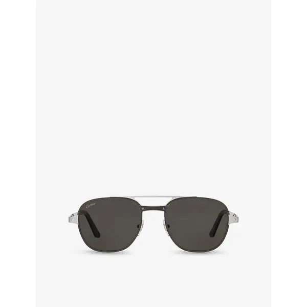 CARTIER Pilot-frame Metal Sunglasses - Black