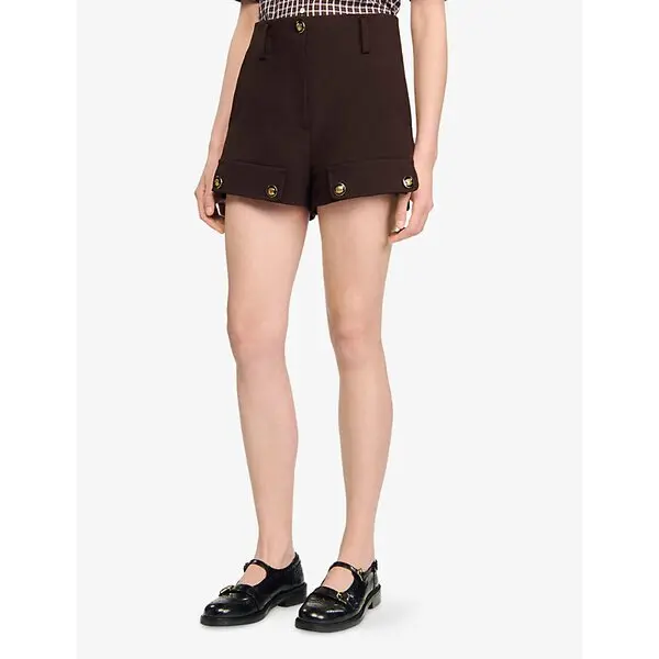 Sandro Button-embellished High-rise Shorts