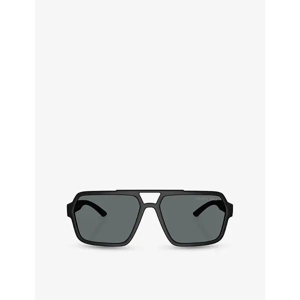 Prada Pilot-frame Rubber Sunglasses - Black