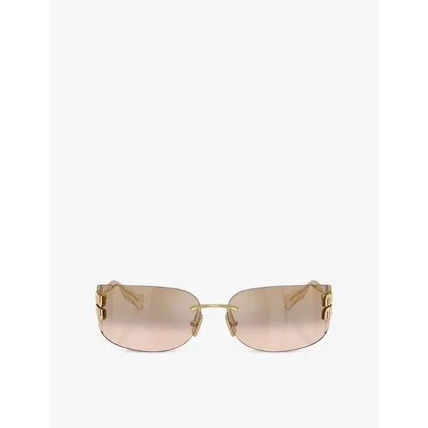 Miu Miu Mu A51s Square-frame Metal Sunglasses - Gold