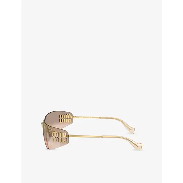 Miu Miu Mu A51s Square-frame Metal Sunglasses - Gold
