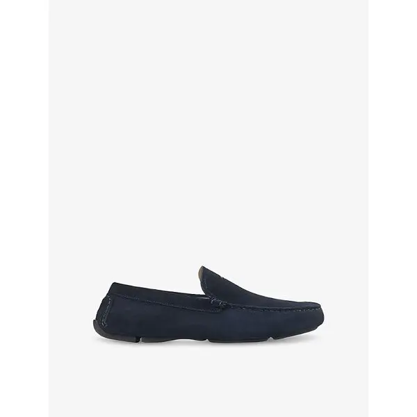 JIMMY CHOO Stanly Reverse Suede Driver Shoes - Navy