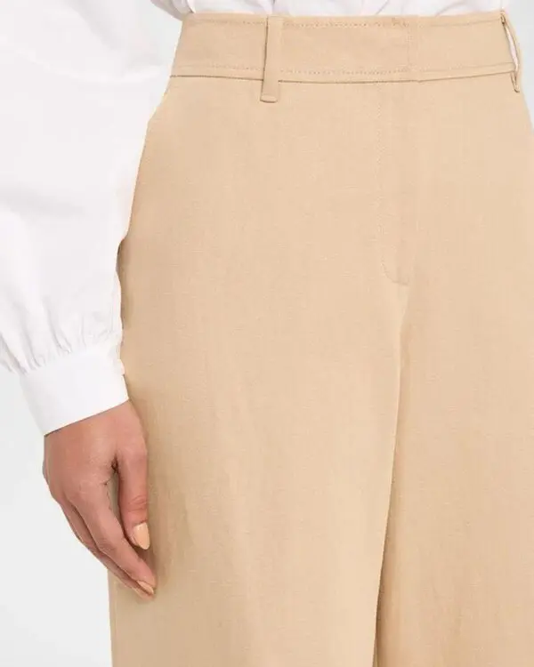 Lafayette 148 New York Charles Wide-leg Twill Pants - Natural
