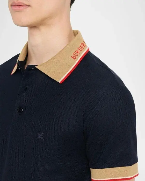 Burberry Apos;s Cotton Logo-collar Polo Shirt - Navy