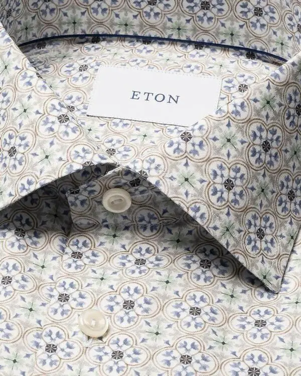Eton Apos;s Signature Cotton Tencel Medallion Contemporary-fit Dress Shirt - Lt Blue