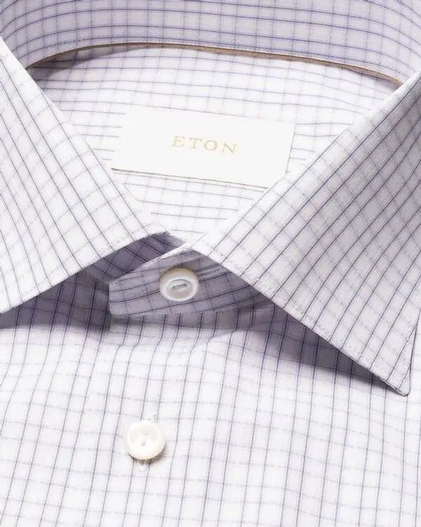 Eton Apos;s Elevated Grid Check Supima 120 Contemporary-fit Dress Shirt