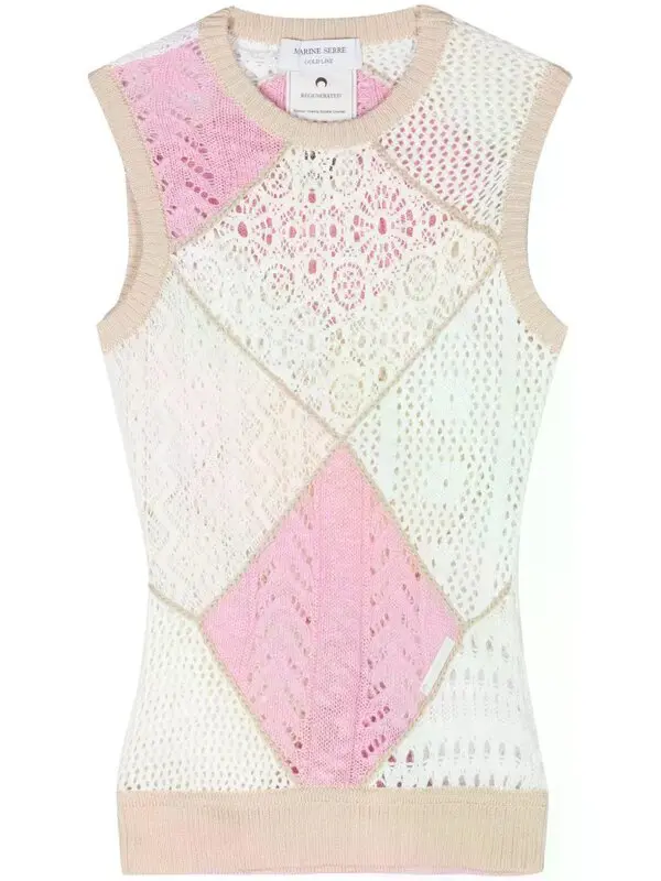 MARINE SERRE Regenerated Crochet Knit Top