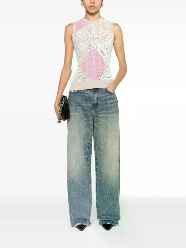 MARINE SERRE Regenerated Crochet Knit Top