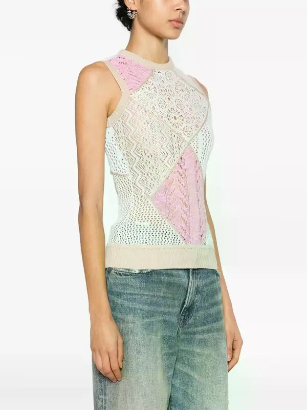 MARINE SERRE Regenerated Crochet Knit Top