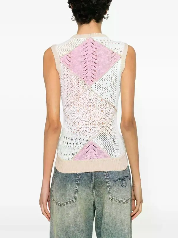 MARINE SERRE Regenerated Crochet Knit Top
