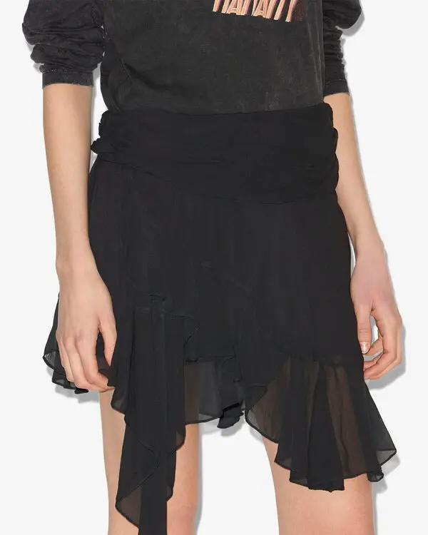 MARANT ETOILE Berenicia Flared Georgette Skirt - Black