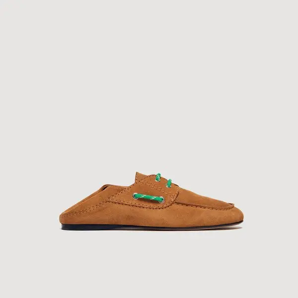 Sandro Suede Boat Shoe Loafers - Camel